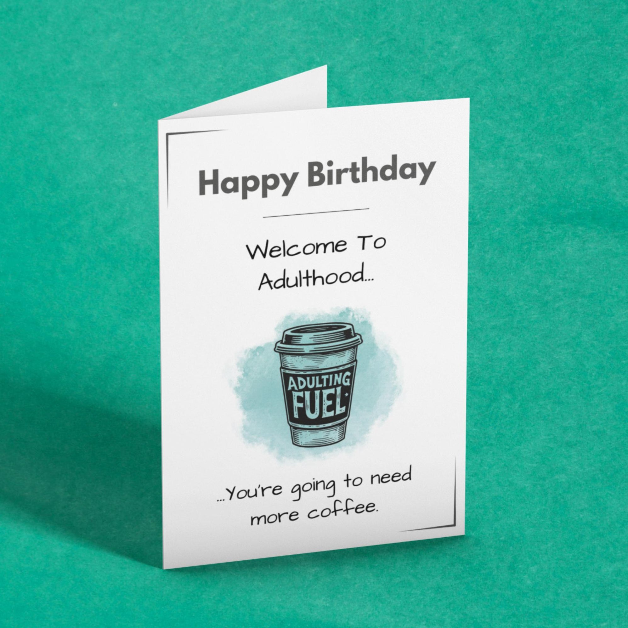 18th Birthday Funny Coffee Card | Adulting Fuel | Printable Download ...