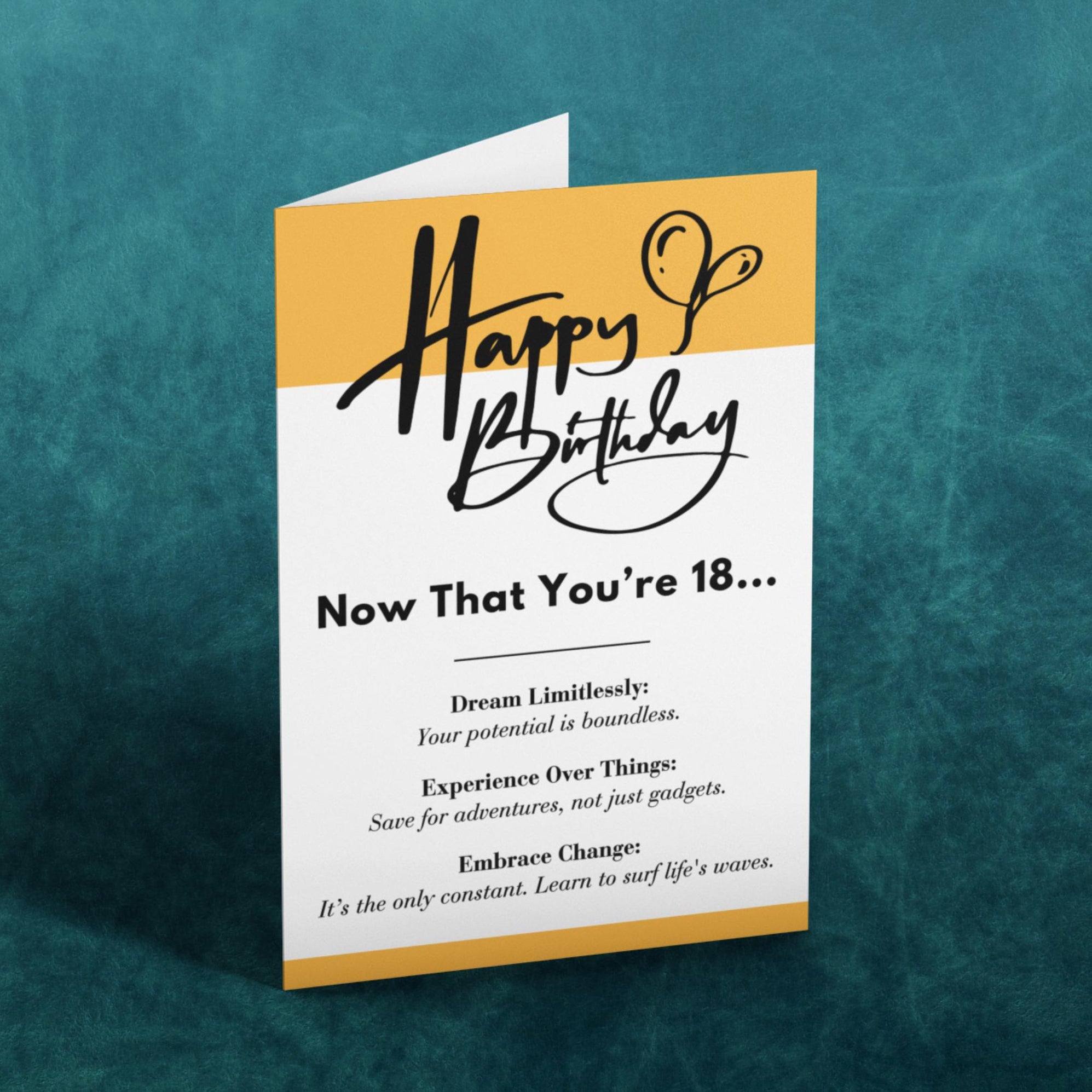 18th Birthday Printable Card | Now You're 18 Inspirational Message ...