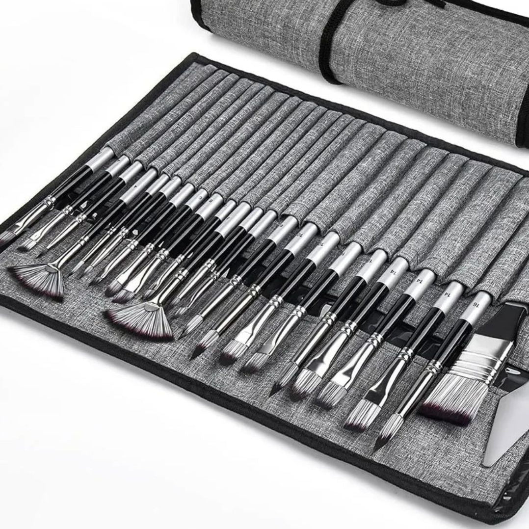 Personalised Paint Brush Set | 24pc Watercolour & Oil Brushes with ...