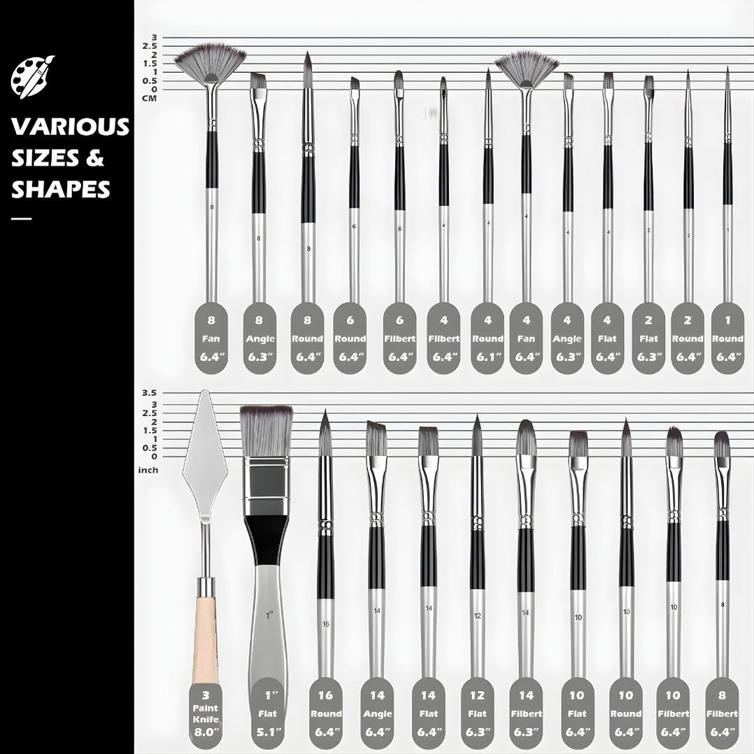 Personalised Paint Brush Set | 24pc Watercolour & Oil Brushes with ...