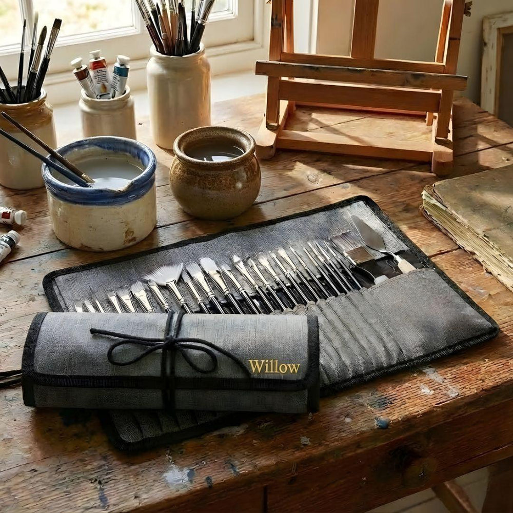 Personalised Paint Brush Set | 24pc Watercolour & Oil Brushes with ...