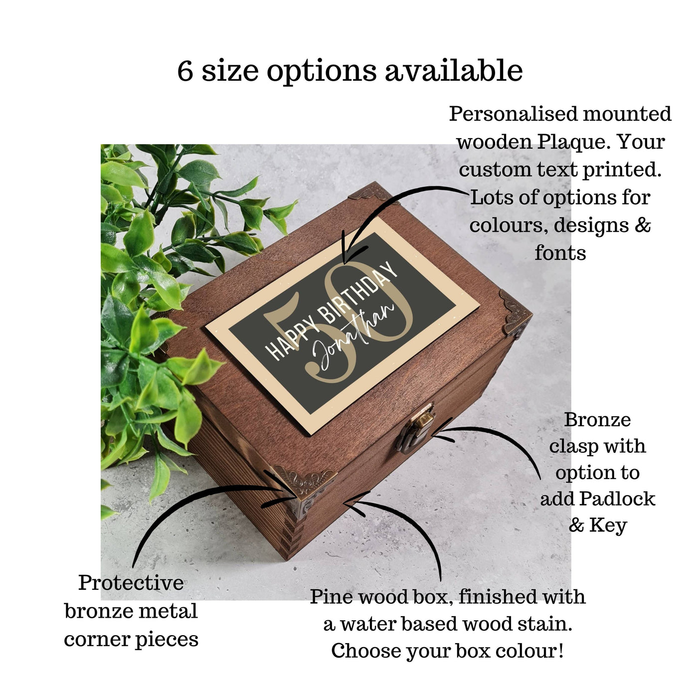 50th Birthday Keepsake Box | Personalised Memory Box Milestone Gift ...