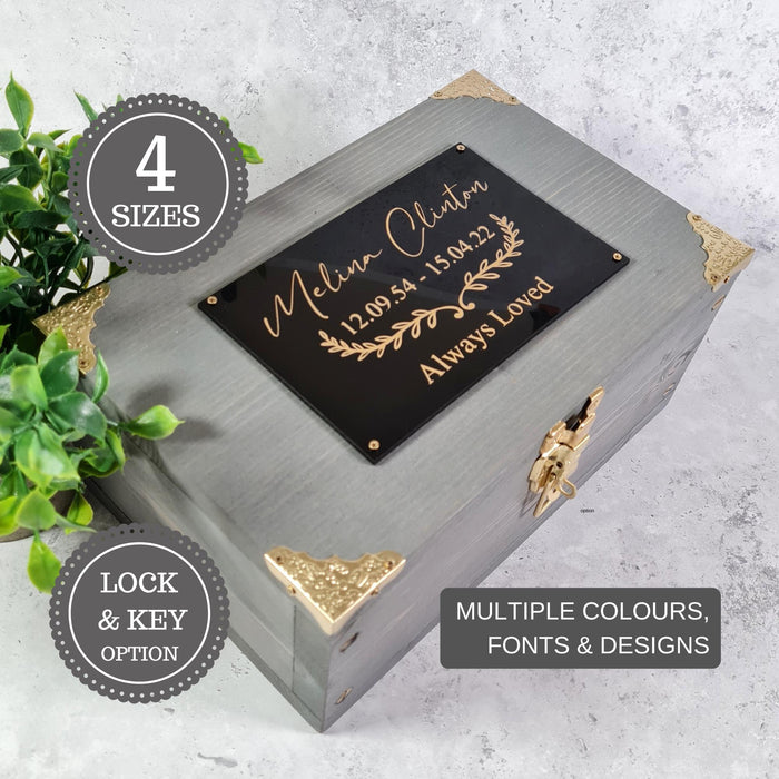 Bereavement Memory Box - Personalised Wooden Memorial Keepsake Box ...