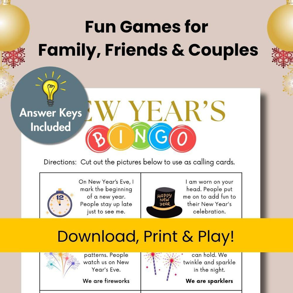 Printable New Year’s Bingo Game | Instant Download Fun for All Ages ...