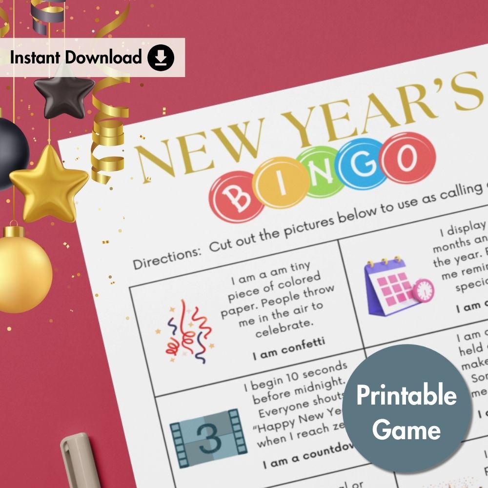 Printable New Year’s Bingo Game | Instant Download Fun for All Ages ...