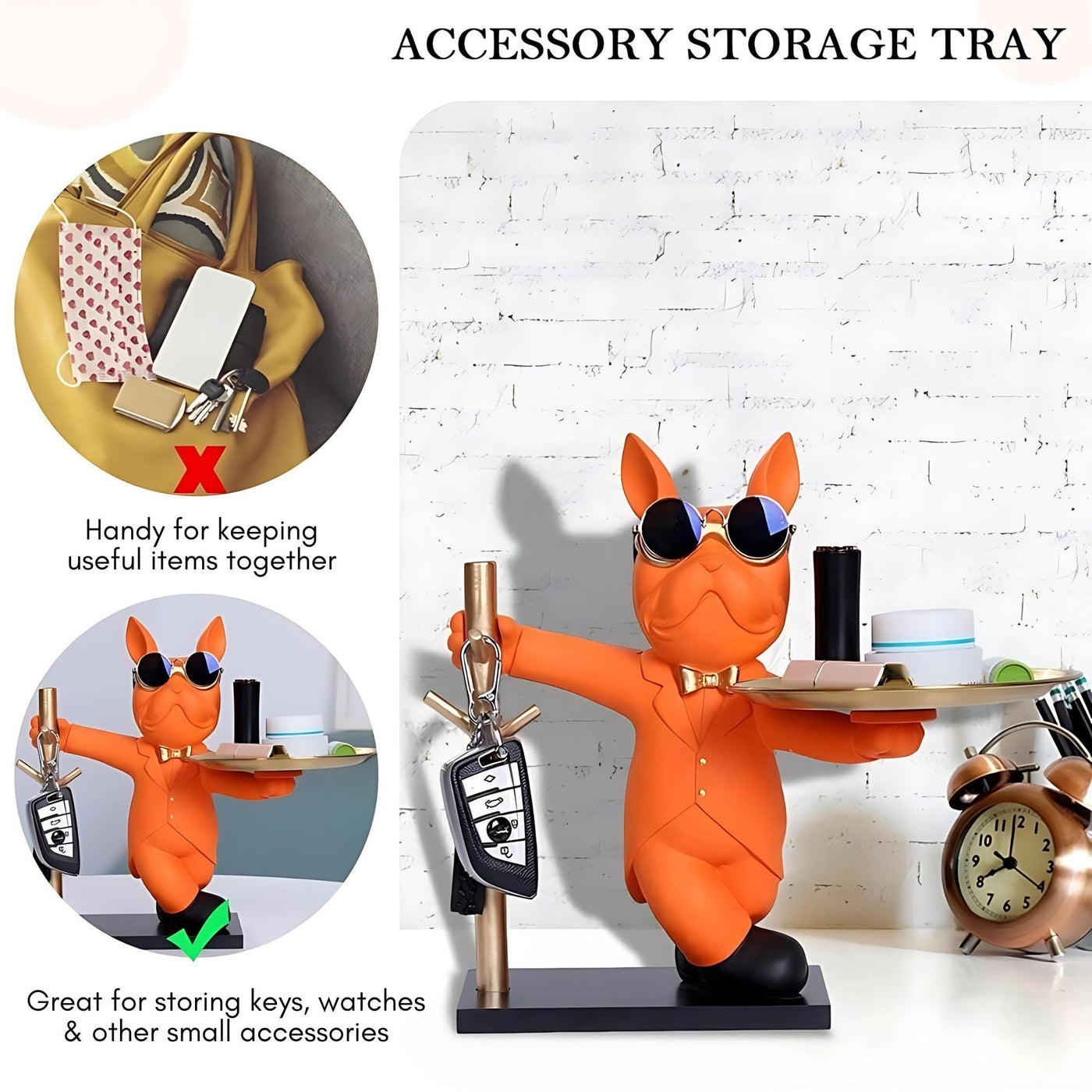 Bulldog Desk Organiser | Key & Accessory Tray for Home & Office Decor ...