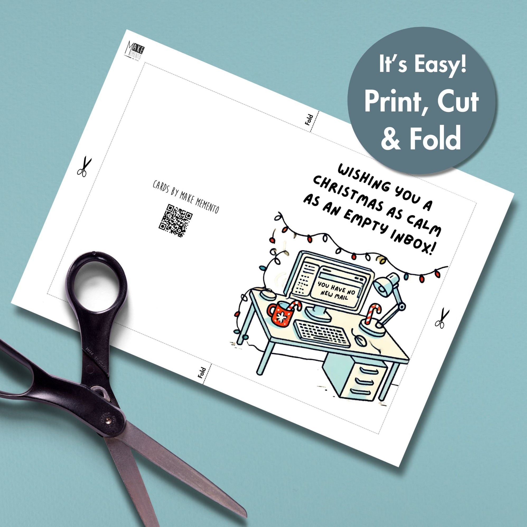 Calm Inbox Christmas Card | Printable Card for Office Colleague, Boss ...