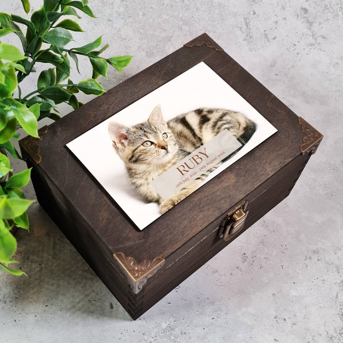Personalised Cat Memory Box | Custom Pet Tribute with Photo & Name ...