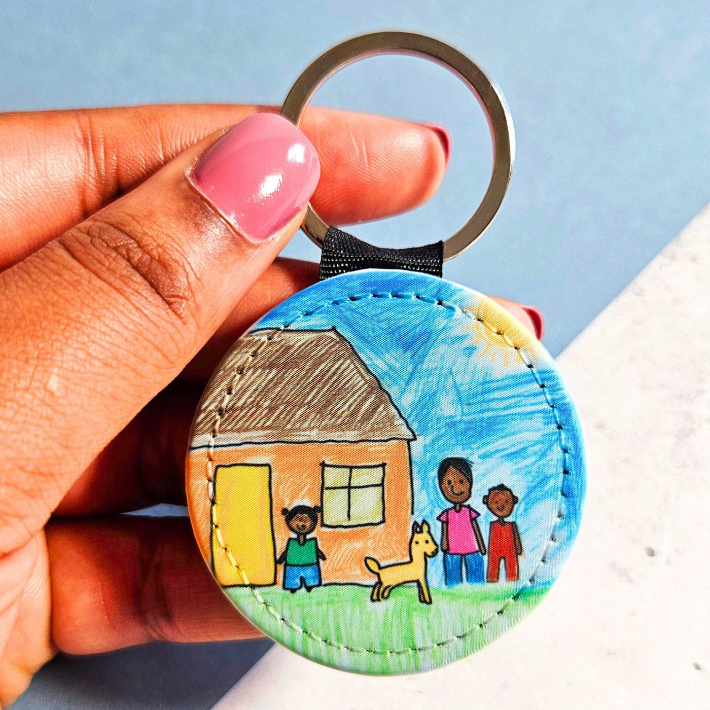 Customised Child's Drawing Keyring Gift - Personalised Keepsake Gift ...