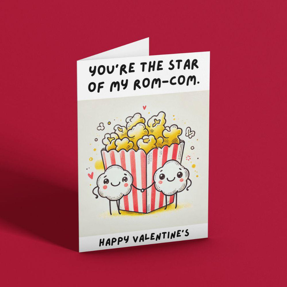 Cute Couple Rom-Com Popcorn Valentine's Card | Printable Downloadable ...