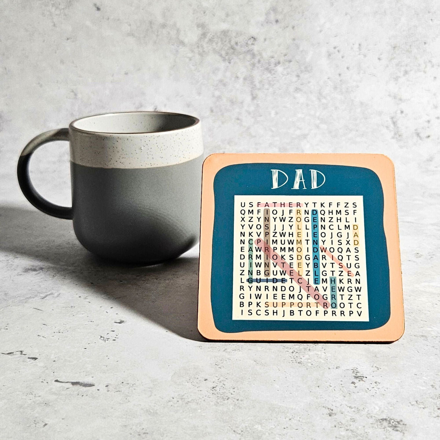Dad Wordsearch Coaster - Father's Day Wood Coaster Gift - Dad Birthday ...