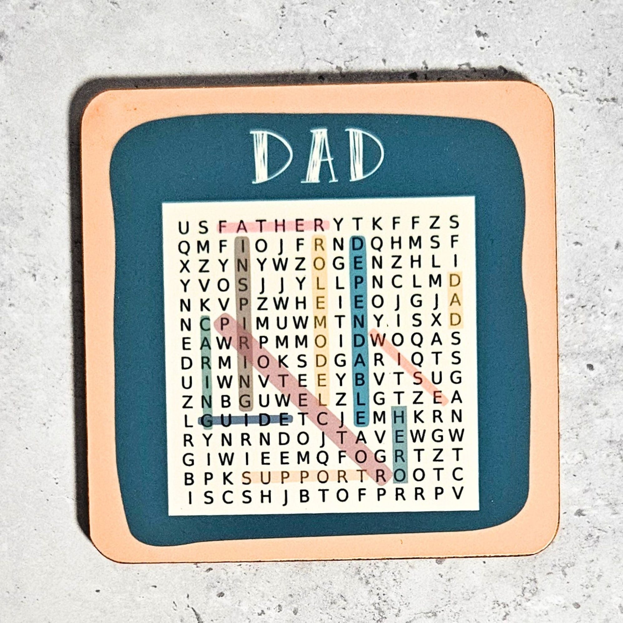 Dad Wordsearch Coaster - Father's Day Wood Coaster Gift - Dad Birthday ...