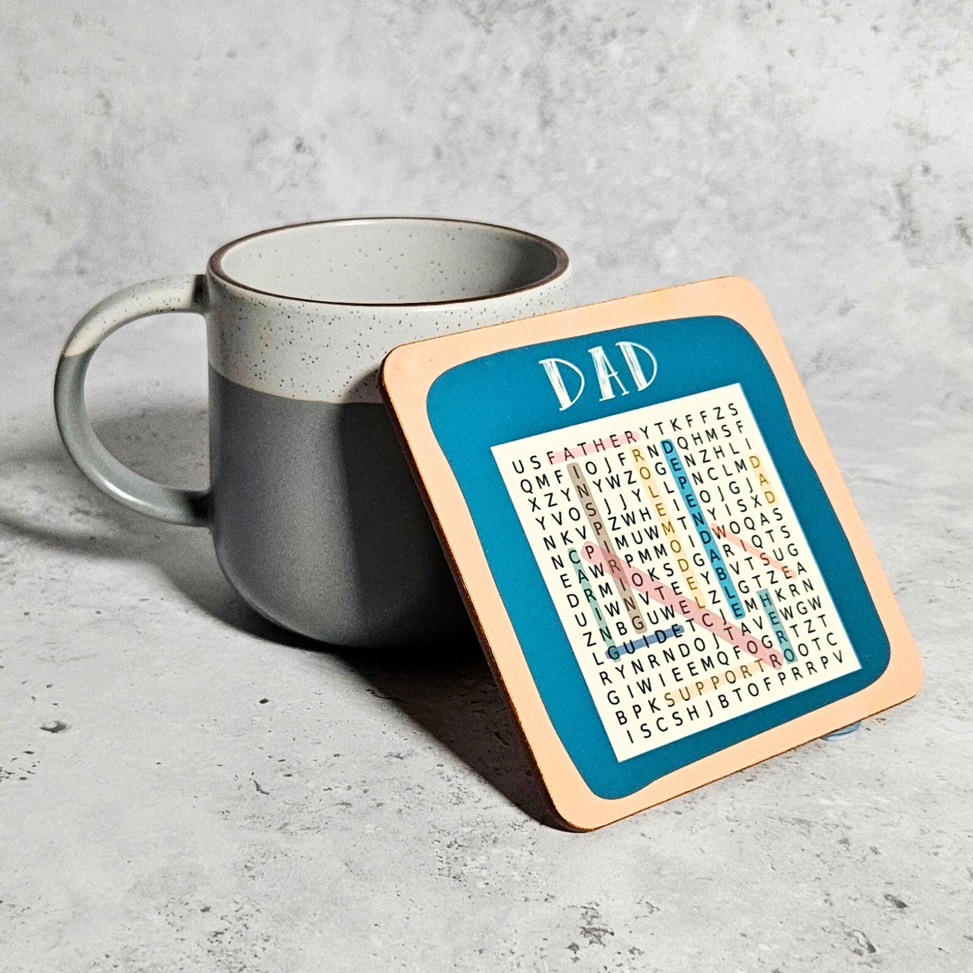Dad Wordsearch Coaster - Father's Day Wood Coaster Gift - Dad Birthday ...