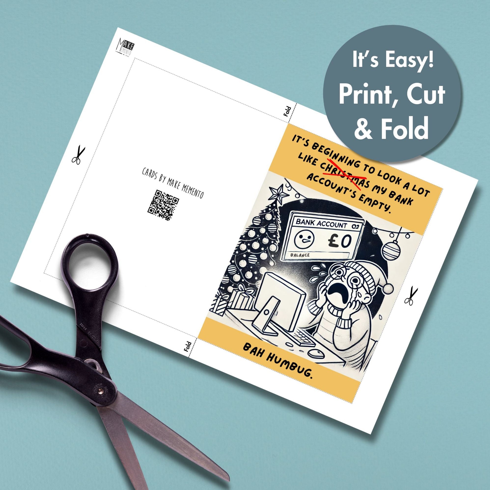 Empty Bank Account Christmas Card | Funny Printable Broke Xmas Card ...