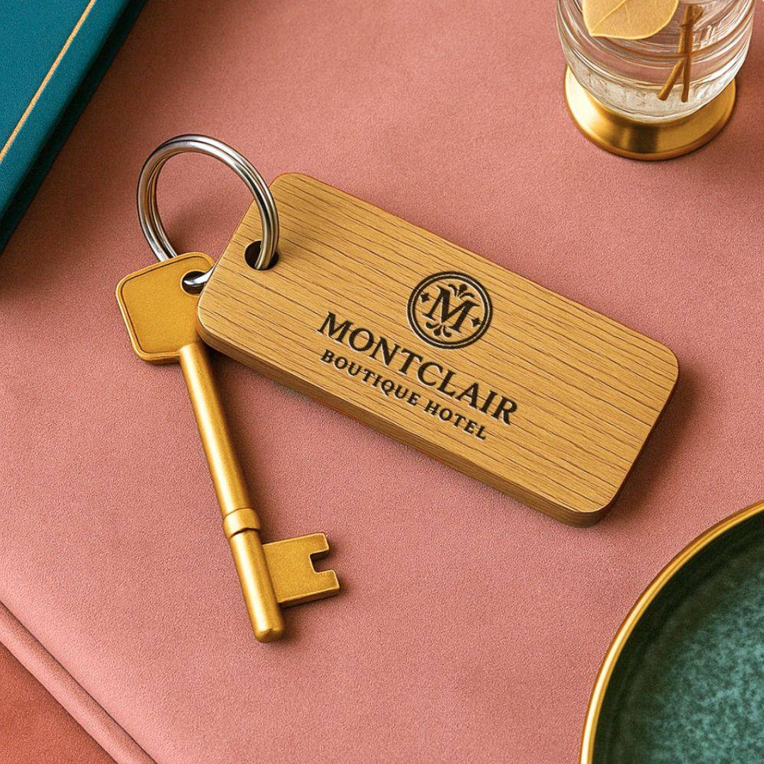 Engraved Business Logo Wood Keyring I Company Keychain I Make Memento