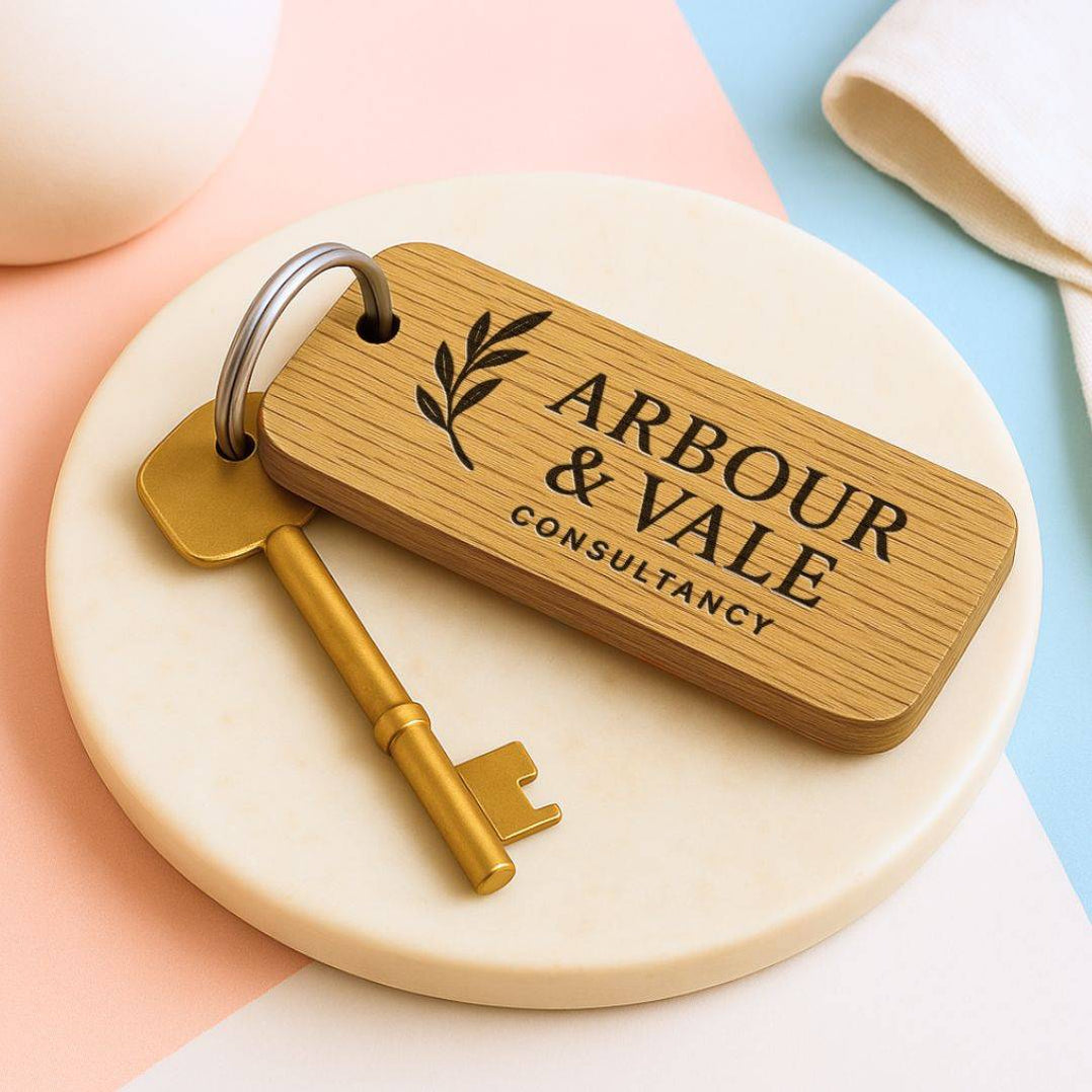 Engraved Business Logo Wood Keyring I Company Keychain I Make Memento