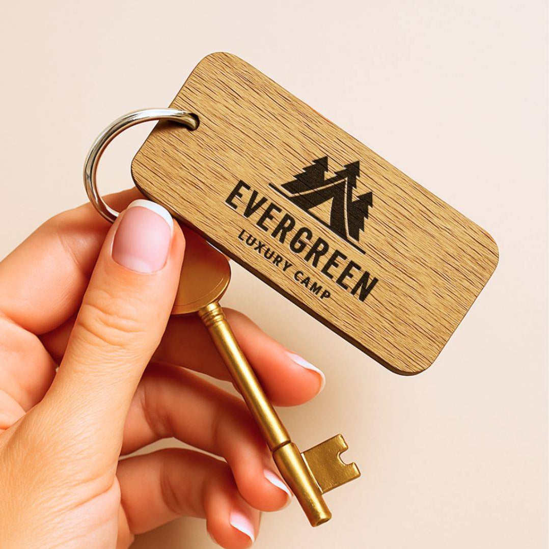 Engraved Business Logo Wood Keyring I Company Keychain I Make Memento