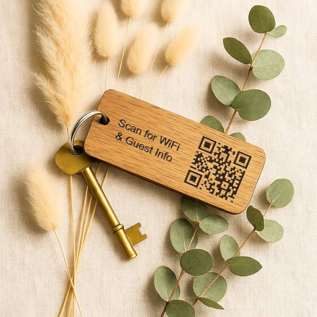 Custom Keyrings for Airbnb & Holiday Lets | Add QR Code & Guest Info ...