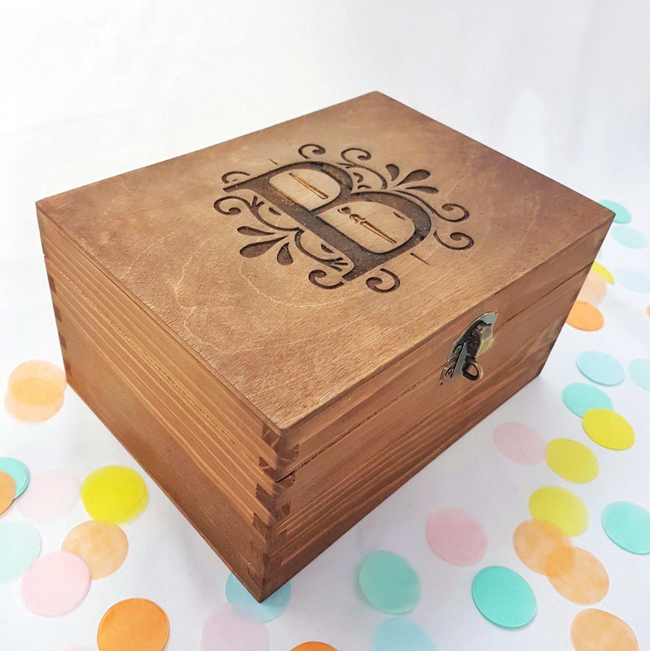 Engraved Monogram Initial Box I Small Large Wood Boxes I Make Memento