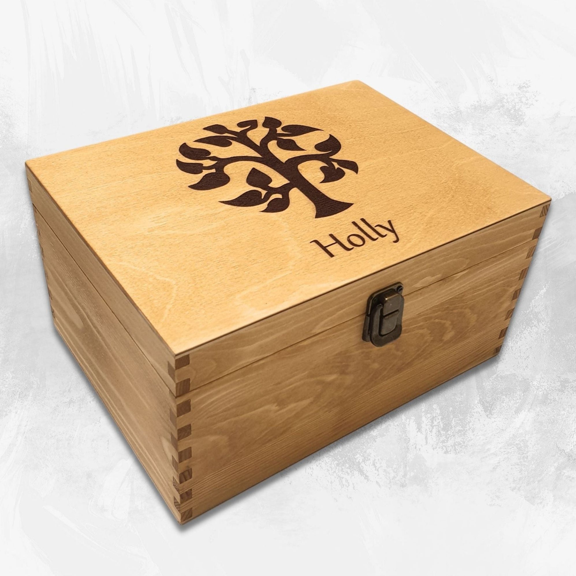 Engraved Tree Wooden Memory Storage Box I Large Family Tree Box 42cm ...