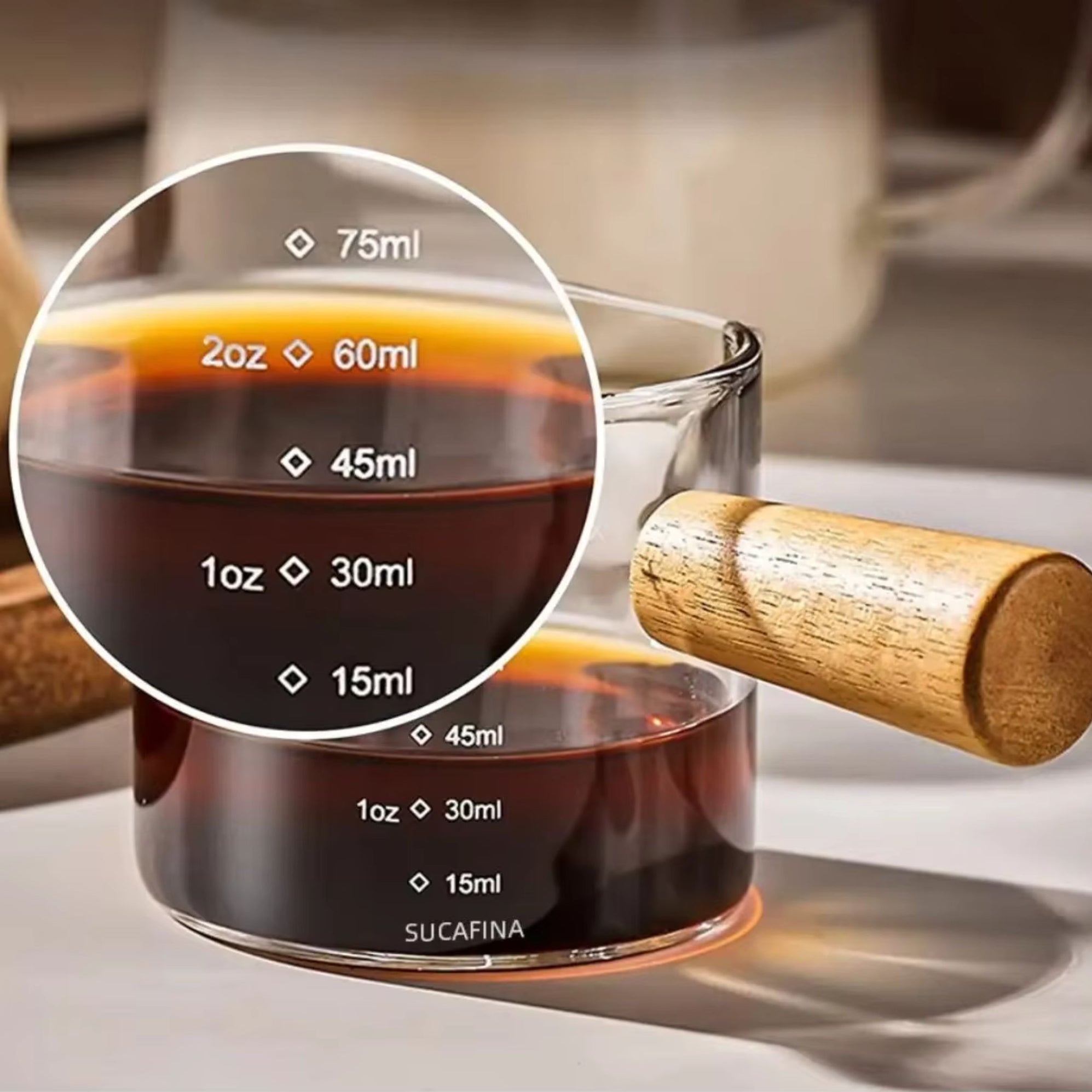 Espresso Measuring Cup 75ml | Glass Double Spout Barista Jug — Make Memento