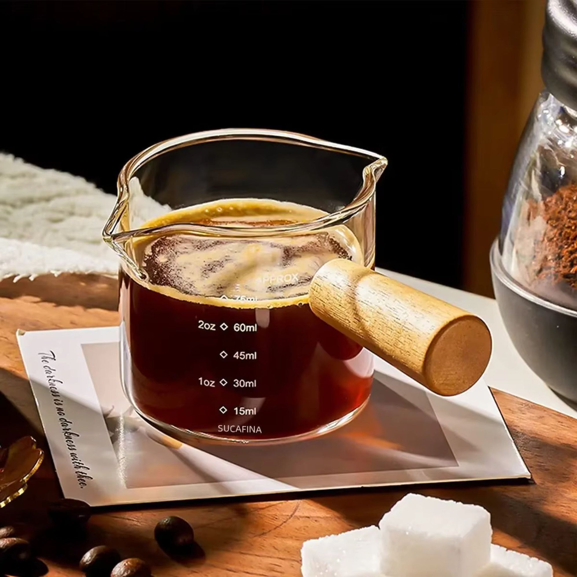 Espresso Measuring Cup 75ml | Glass Double Spout Barista Jug — Make Memento