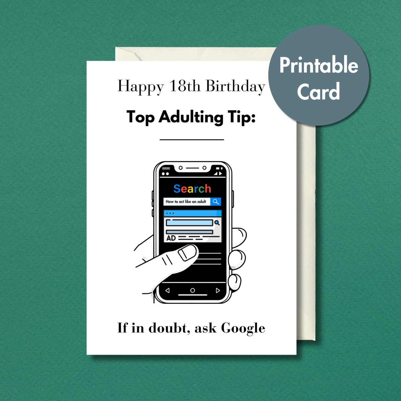 Adulting Tip 18th Birthday Card | Printable Funny Birthday Card Gift ...