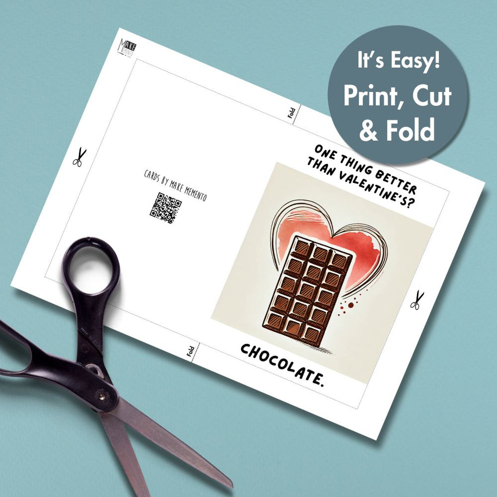 Funny Chocolate Printable Valentine’s Card | Instant Download at Home ...