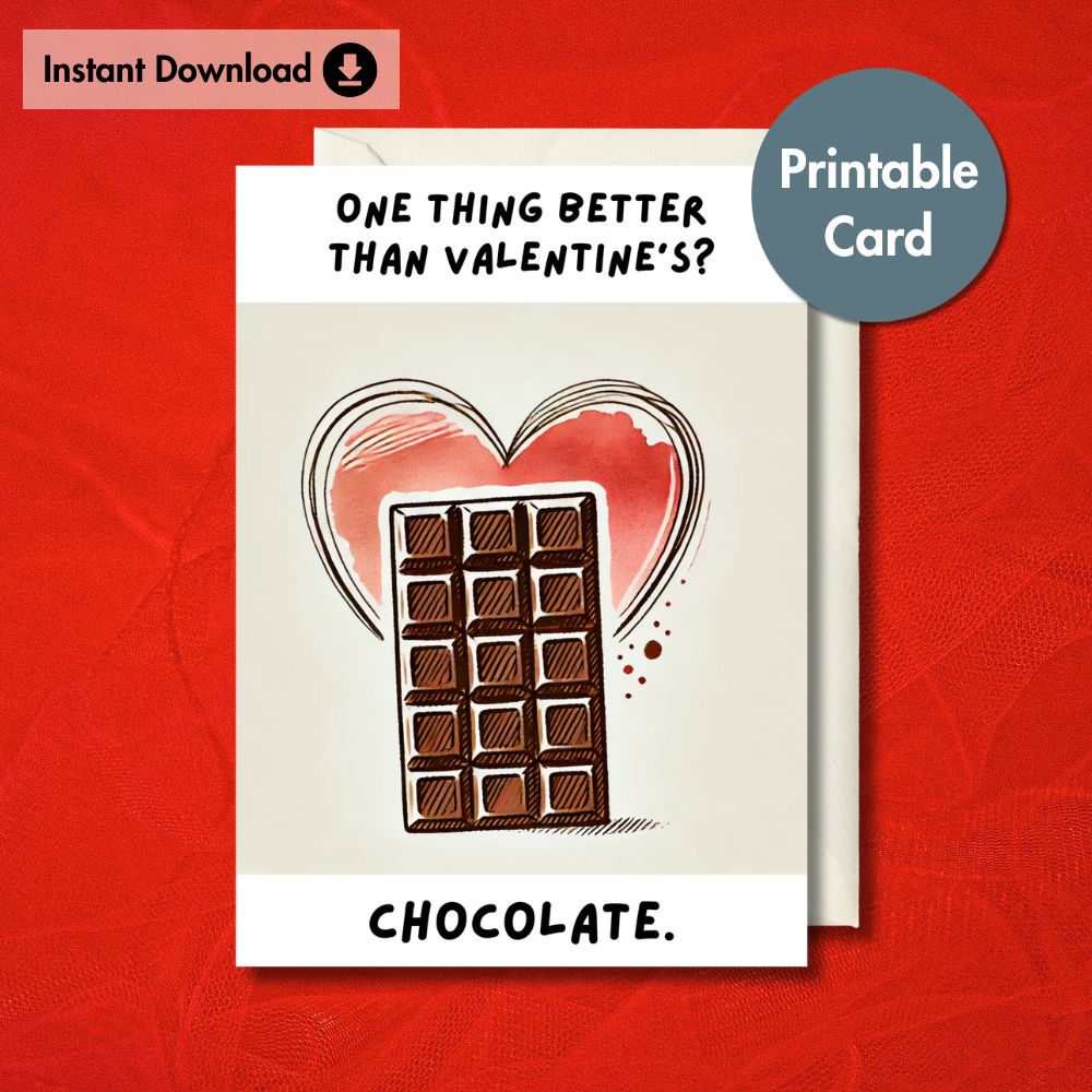 Funny Chocolate Printable Valentine’s Card | Instant Download at Home ...