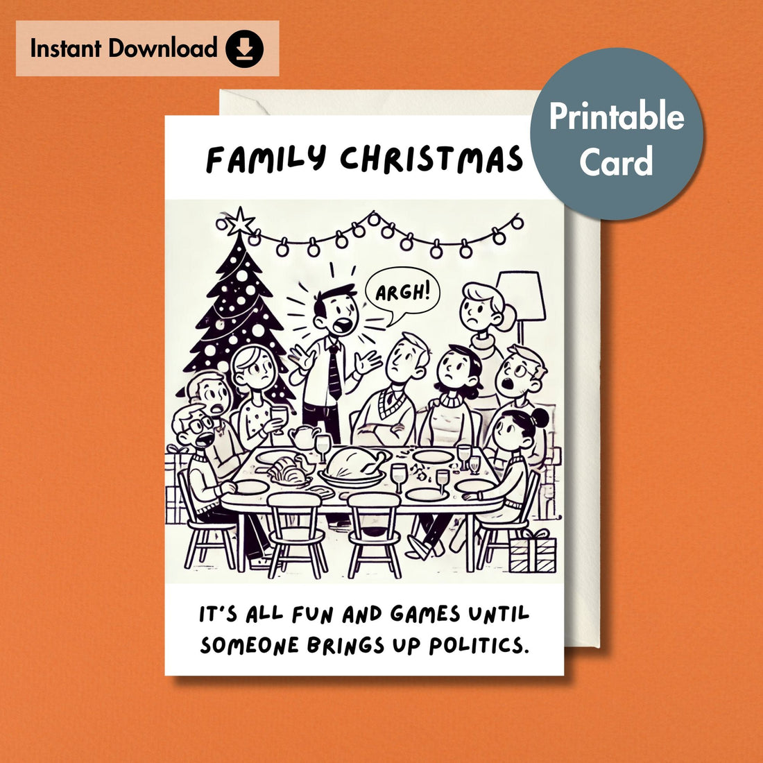 Funny Family Politics Christmas Card | Funny Instant Download Card ...