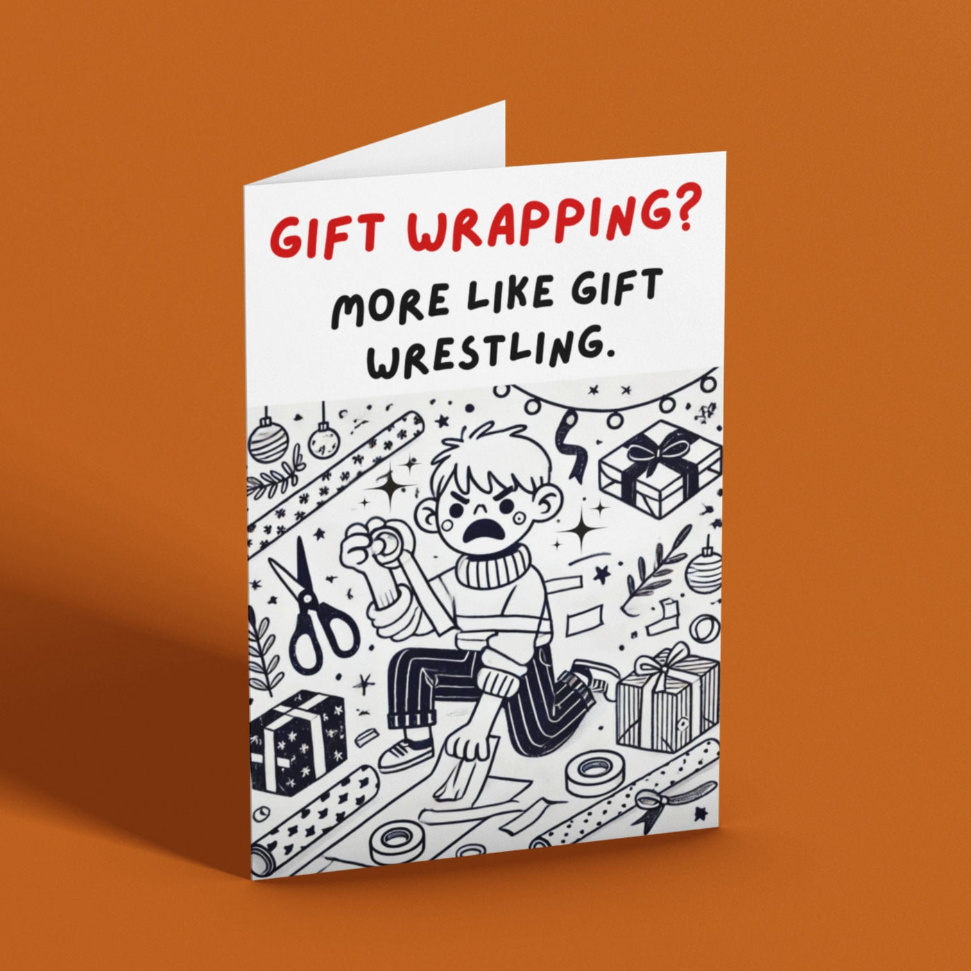 Funny Gift Wrapping Christmas Card | Printable Xmas Card for Friends ...