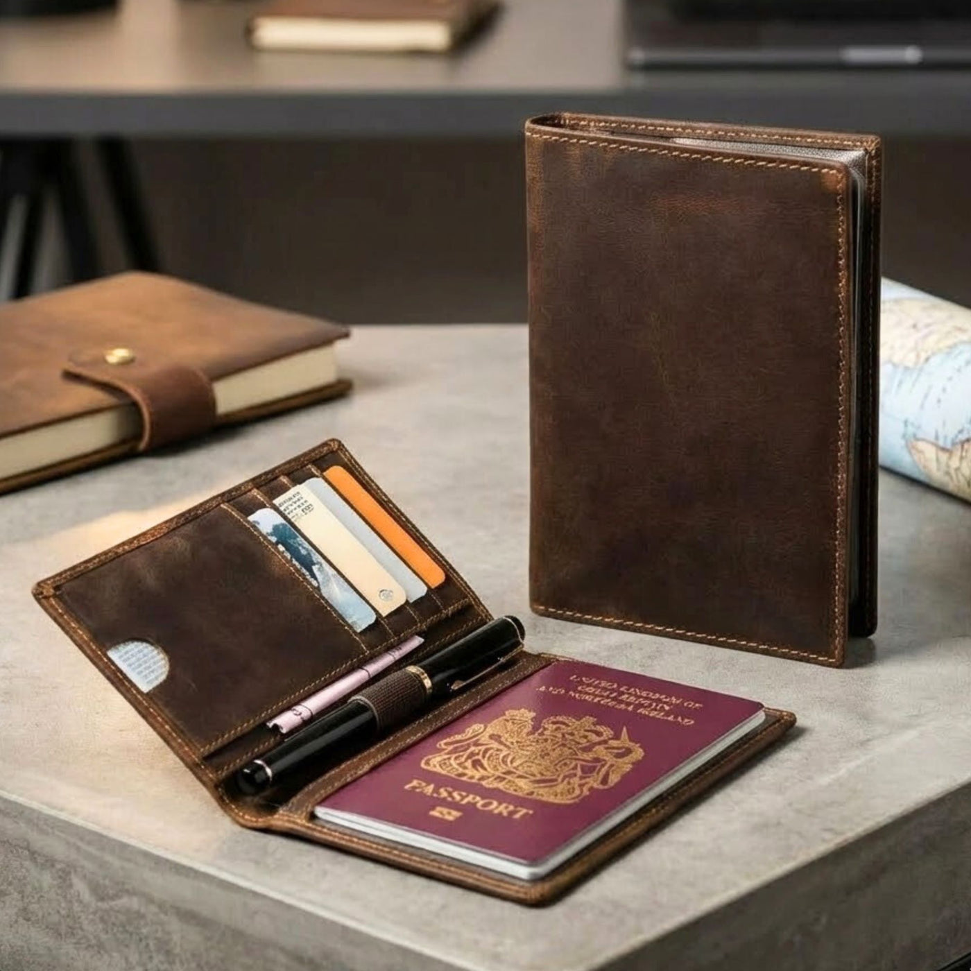 Genuine Leather Passport Cover, Card Slots & RFID Blocking — Make Memento