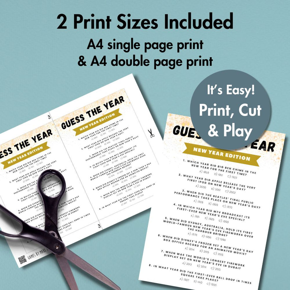Guess The Year Quiz | Instant Download Fun Game | NYE Party Activity ...