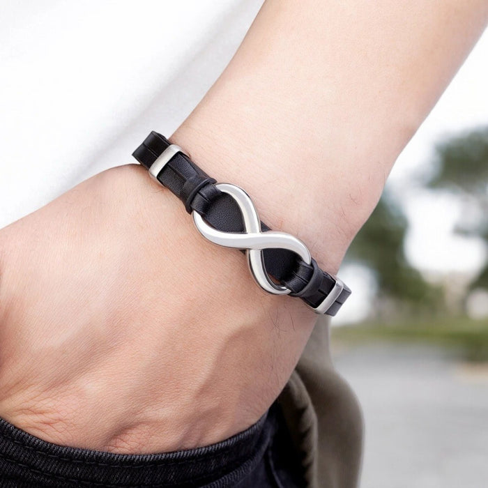 Leather Men's Infinity Bracelet | Boyfriend, Husband Anniversary Gift ...