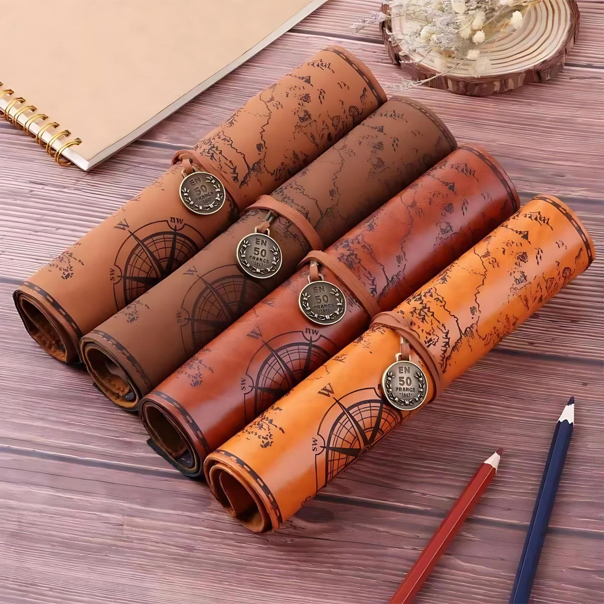 Treasure Map Roll Pencil Case | Artist's Stationery Gift for Him Her ...