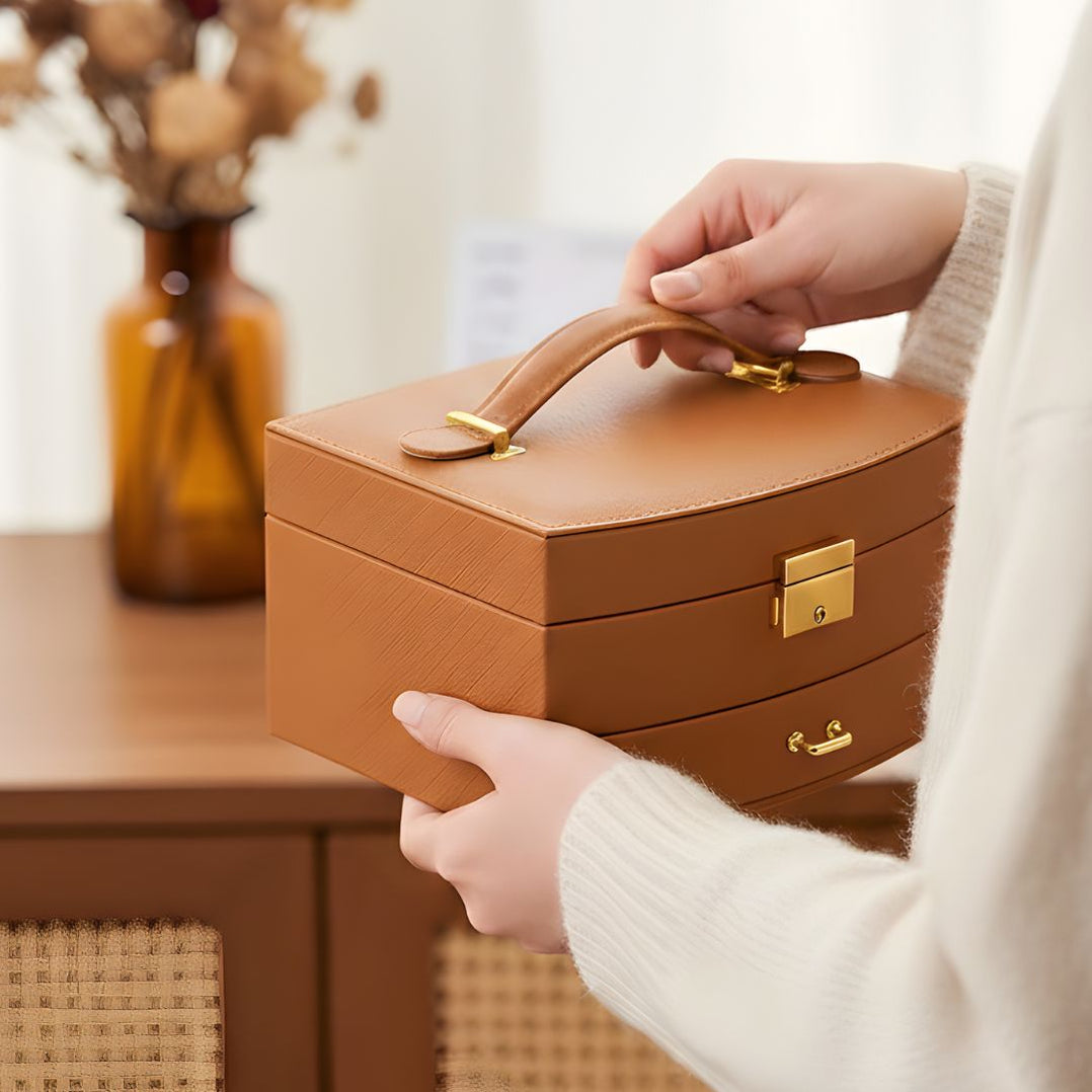 Jewellery Box with Mirror, Lining & Lock – Two Tier Storage — Make Memento