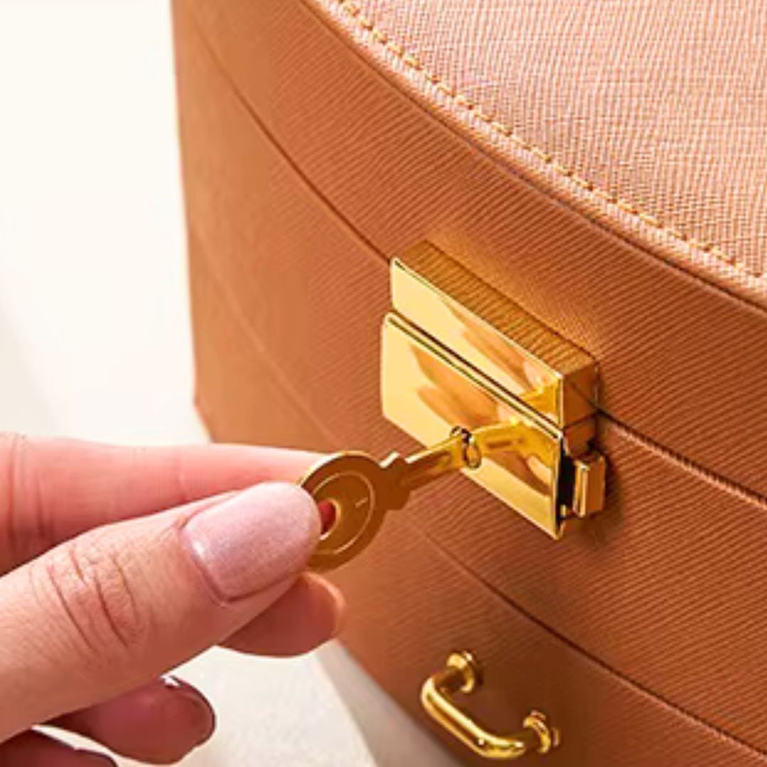 Jewellery Box with Mirror, Lining & Lock – Two Tier Storage — Make Memento