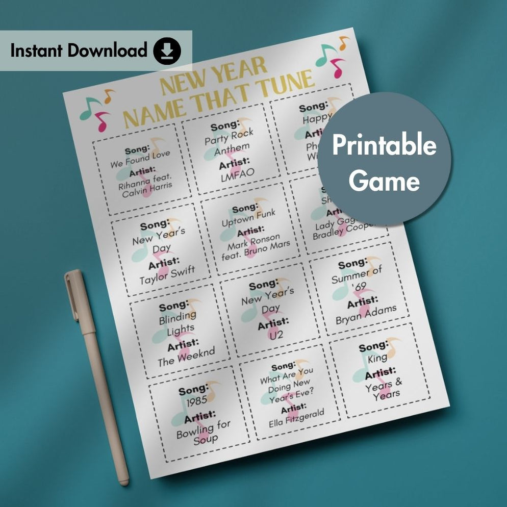 Name That Tune New Year Printable Game | Instant Download Party Fun ...