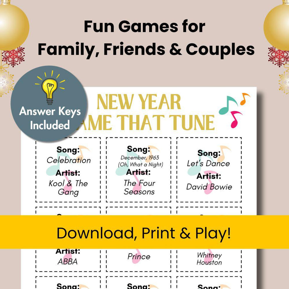 Name That Tune New Year Printable Game | Instant Download Party Fun ...