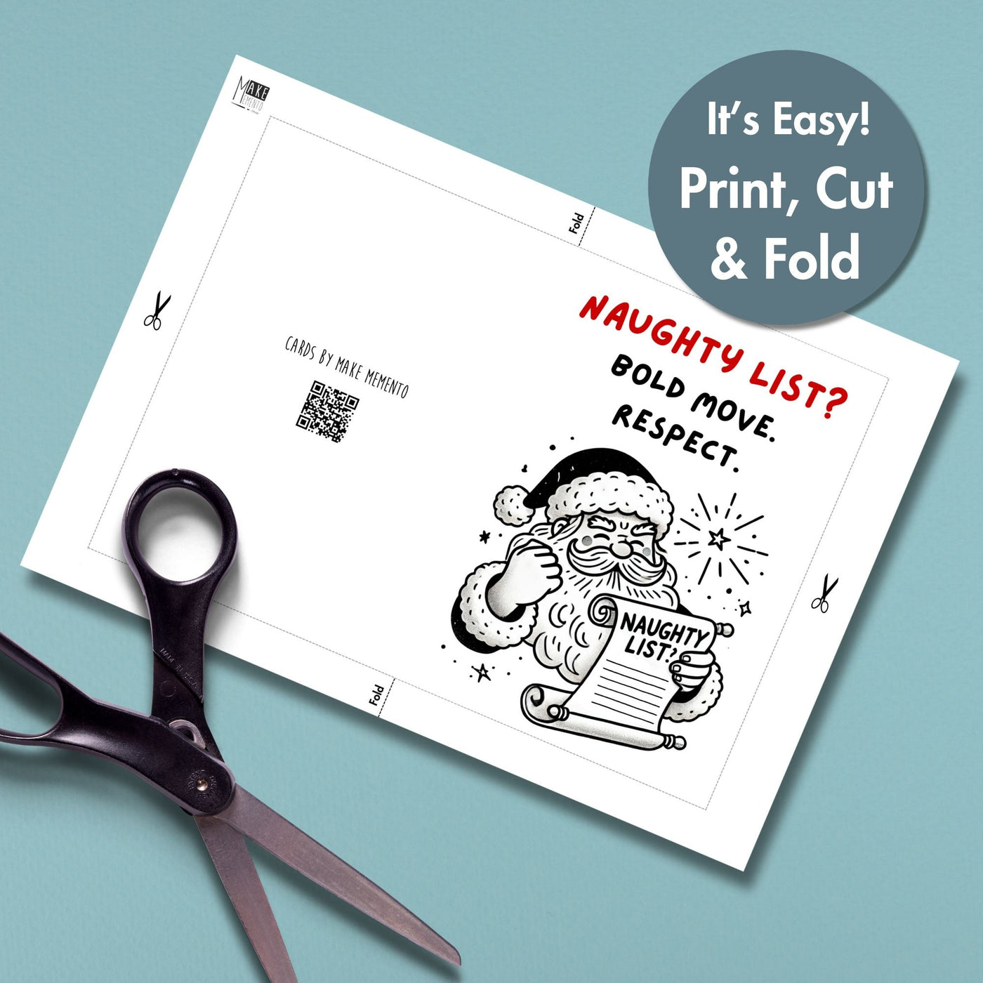 Funny Naughty List Christmas Card | Downloadable Xmas Card for Friends ...