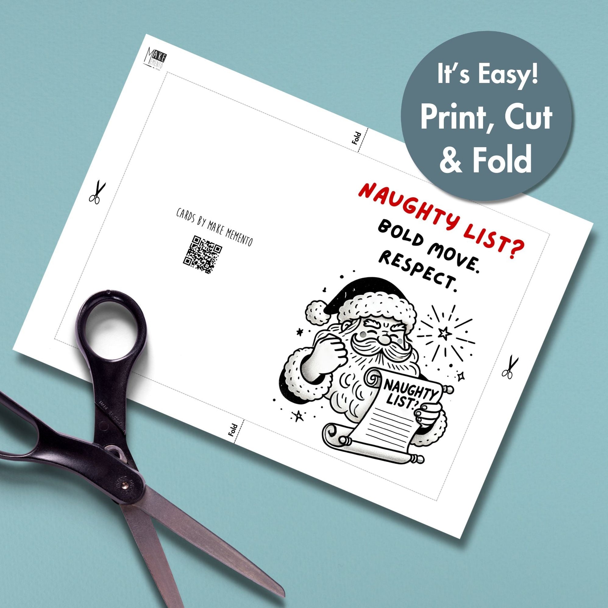 Funny Naughty List Christmas Card | Downloadable Xmas Card for Friends ...