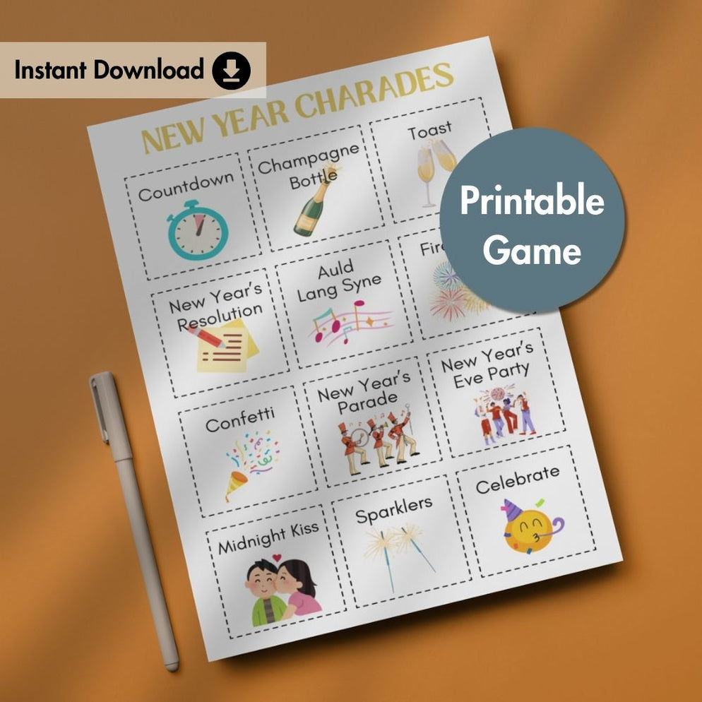 New Year Charades Family Game | Fun Printable Party Instant Download ...