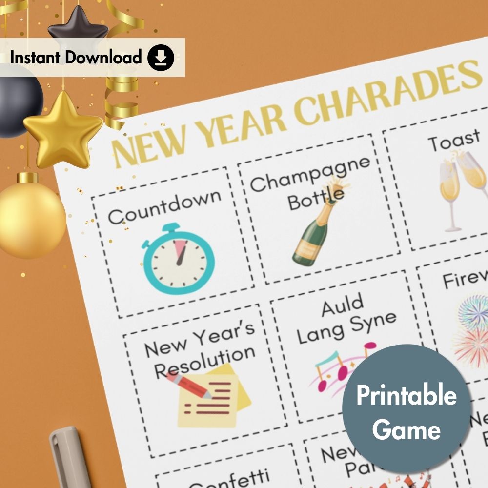New Year Charades Family Game | Fun Printable Party Instant Download ...