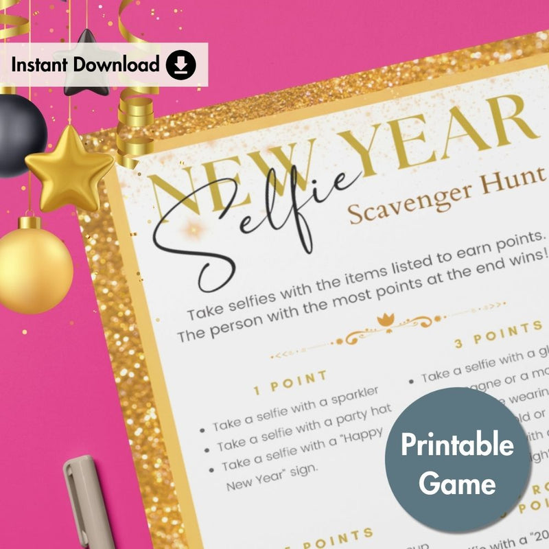New Year Selfie Scavenger Hunt Printable Game | Fun Party Activity ...