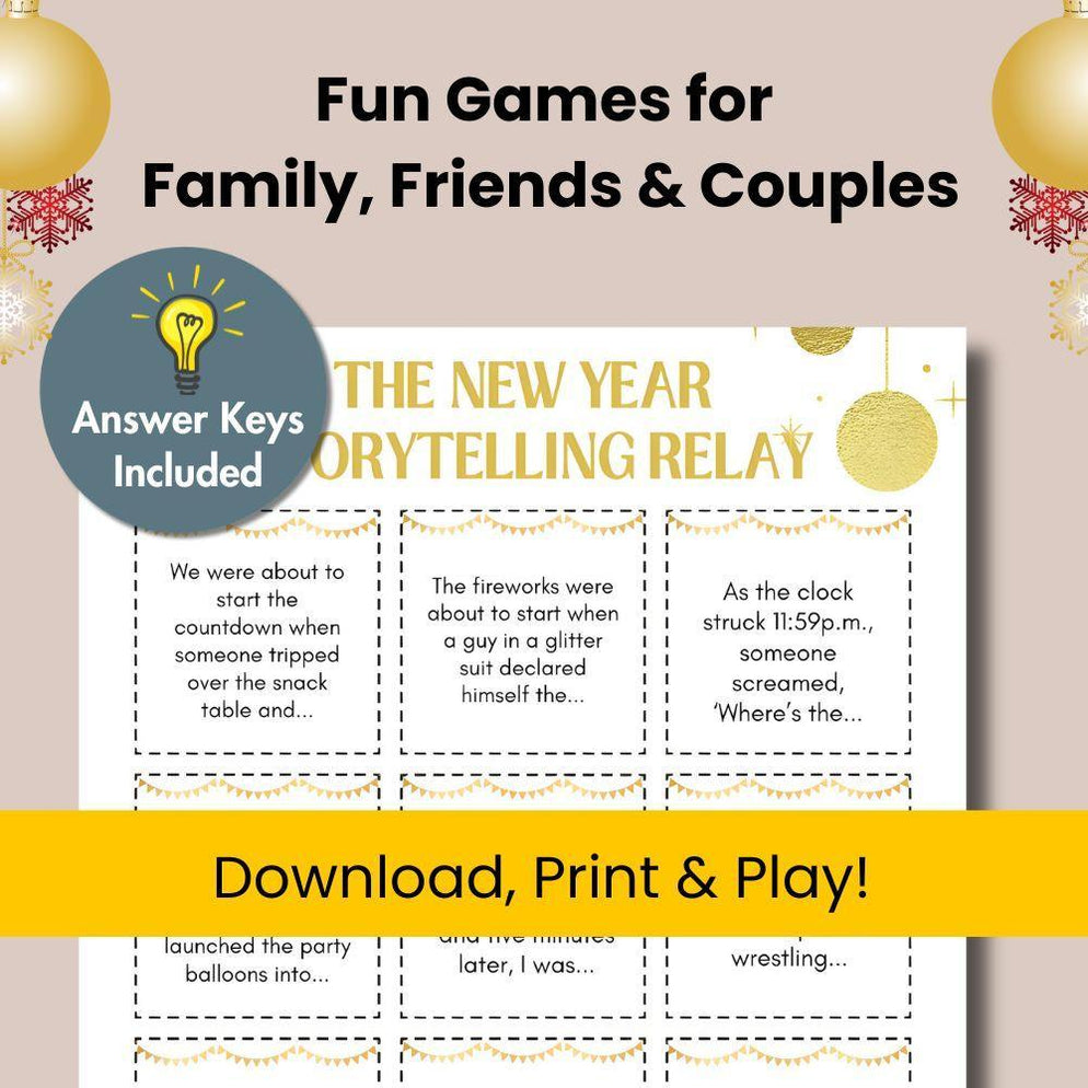 New Year Storytelling Relay Game | Printable Party Fun for All Ages ...
