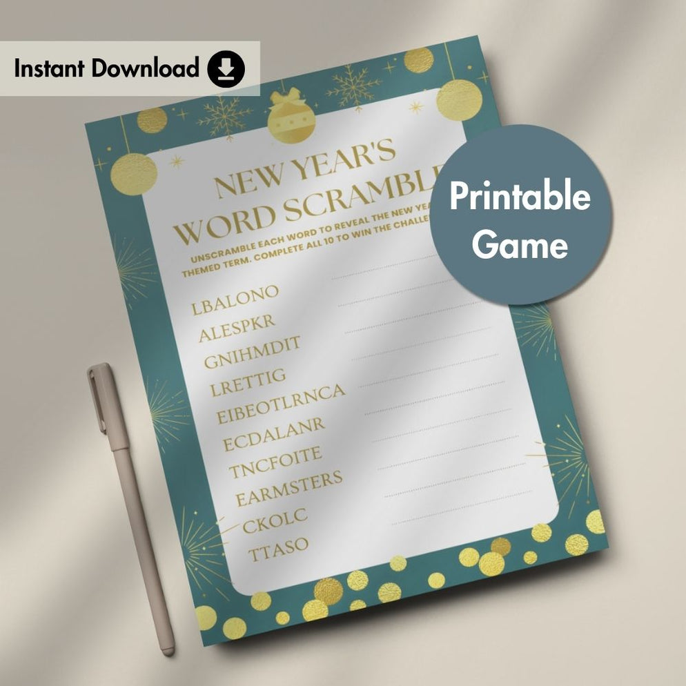New Year's Word Scramble Activity Sheet | Instant Printable All Ages ...