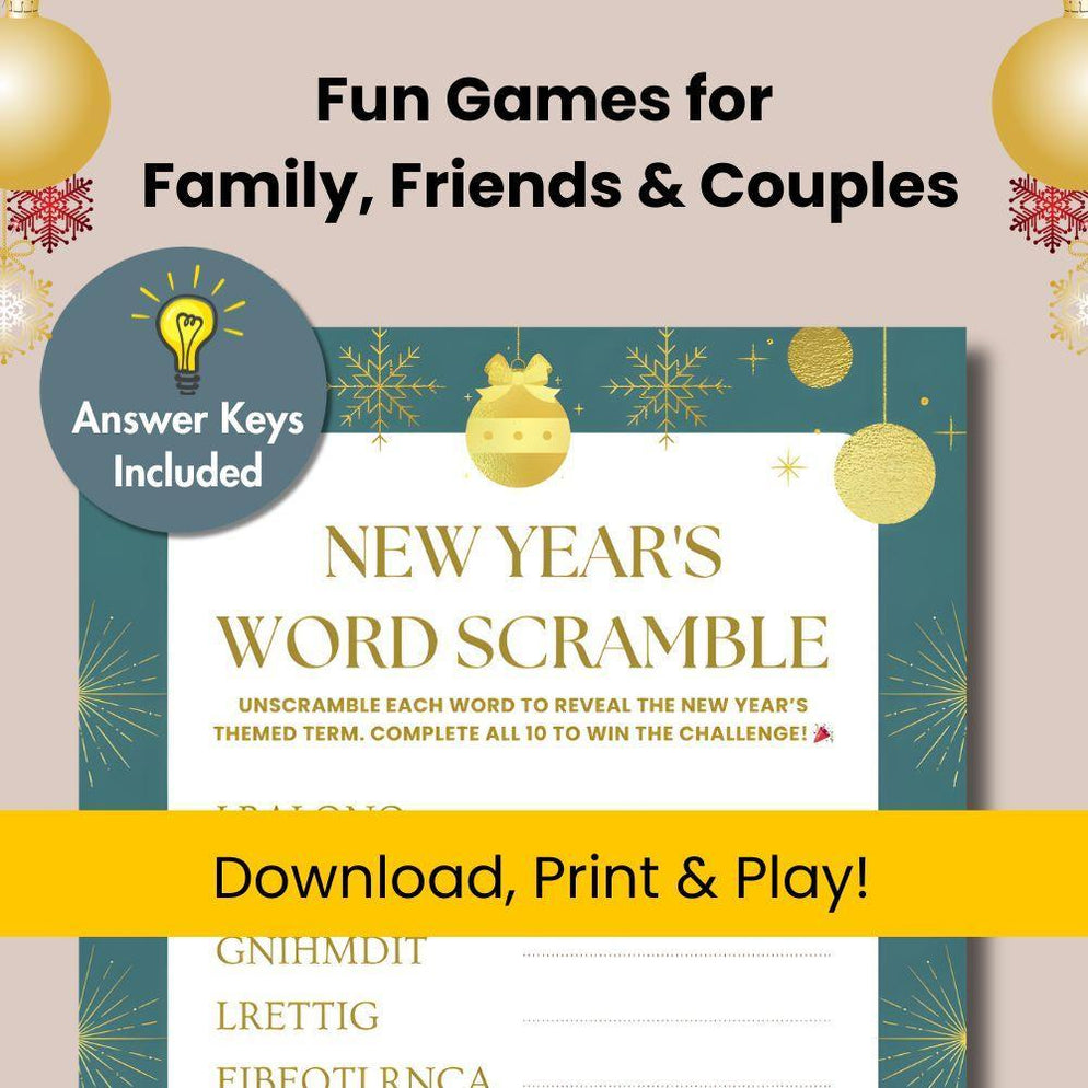 New Year's Word Scramble Activity Sheet | Instant Printable All Ages ...