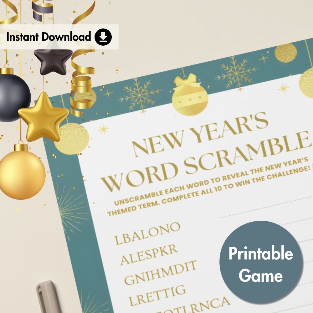 New Year's Word Scramble Activity Sheet | Instant Printable All Ages ...