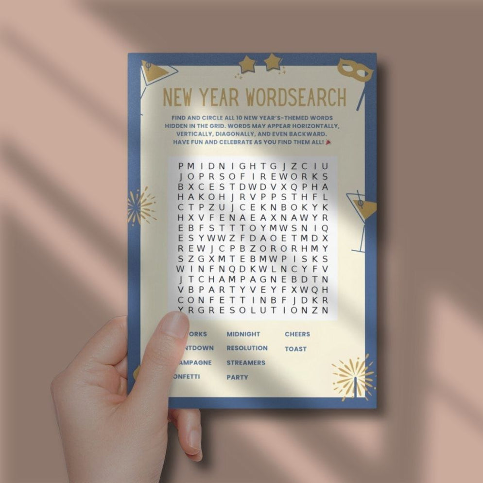 New Year Wordsearch Game | Instant Printable Party Activity All Ages ...
