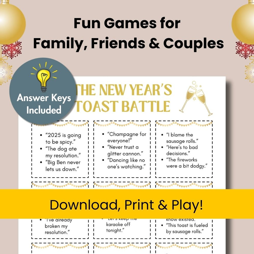 New Year's Toast Battle Game | Printable Party Activity for All Ages ...